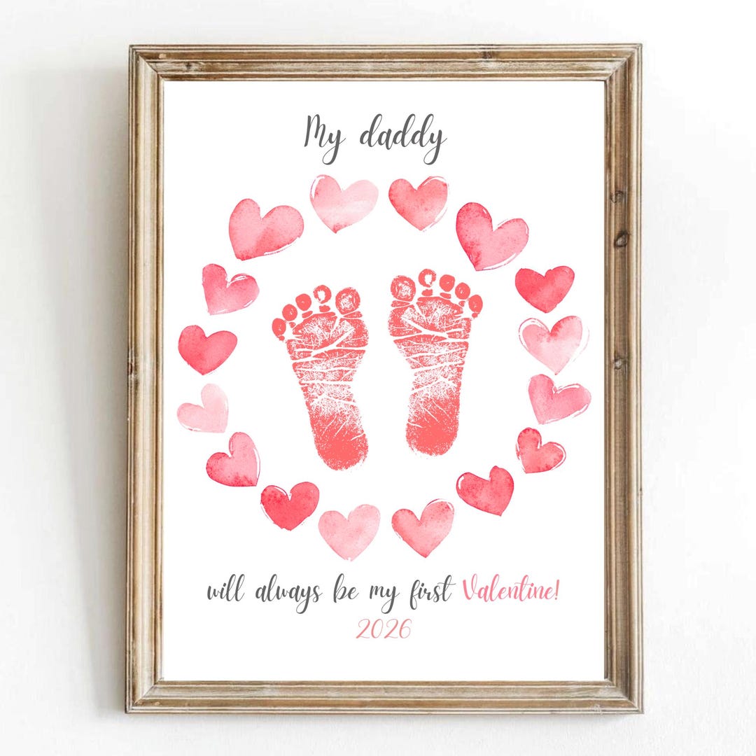 First Valentine's Day Footprint Art: DIY Dad Gift (digital Download) - Etsy