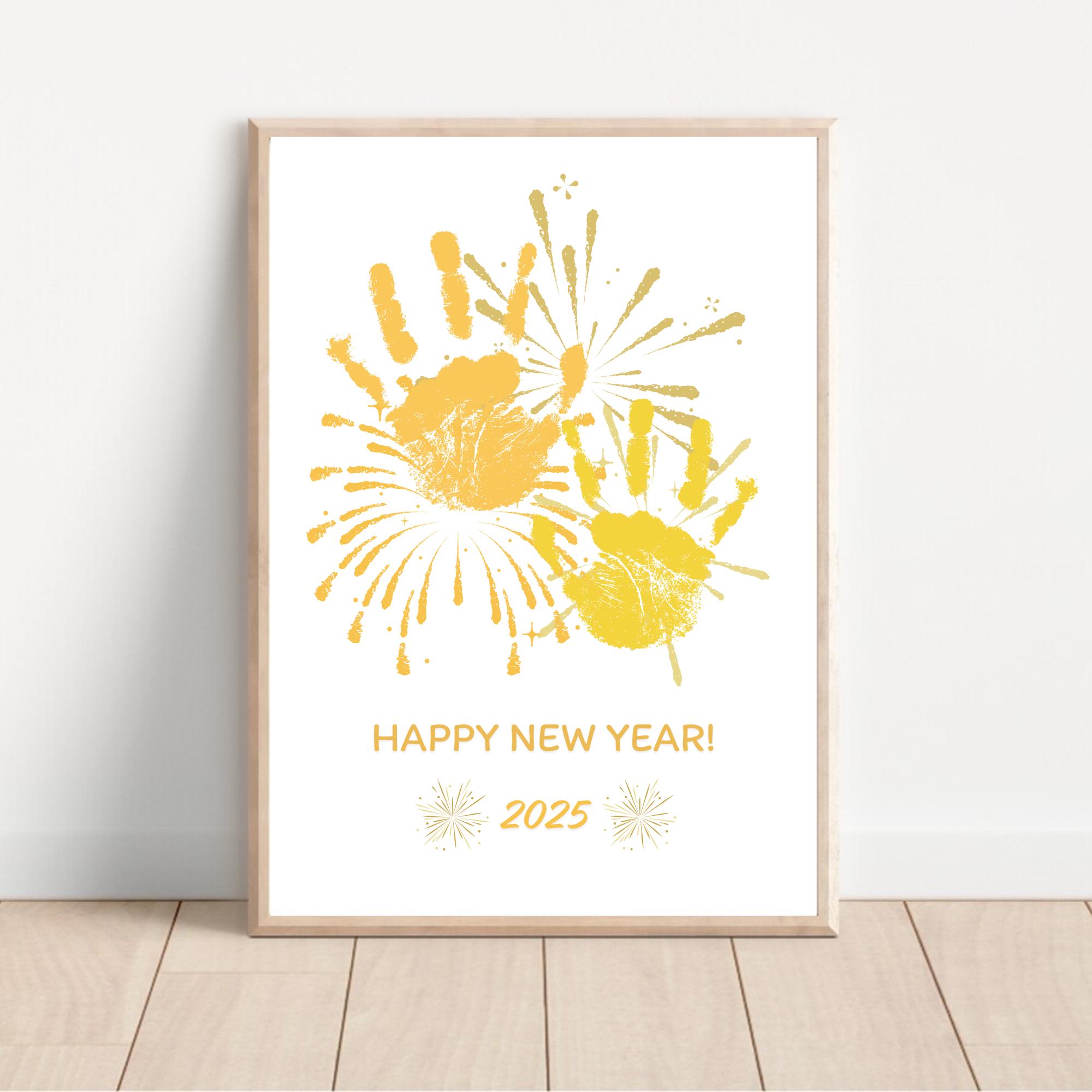 Printable Happy New Year 2025 Handprint or Footprints Christmas Craft ...