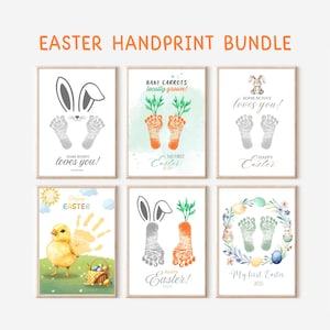 Printable 6 Easter Handprint Craft Art Footprint Spring Easter Eggs ...