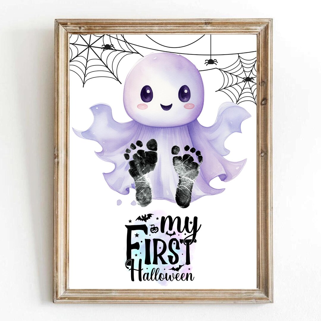 Printable My First Halloween Footprint Poster, Baby's 1st Halloween ...