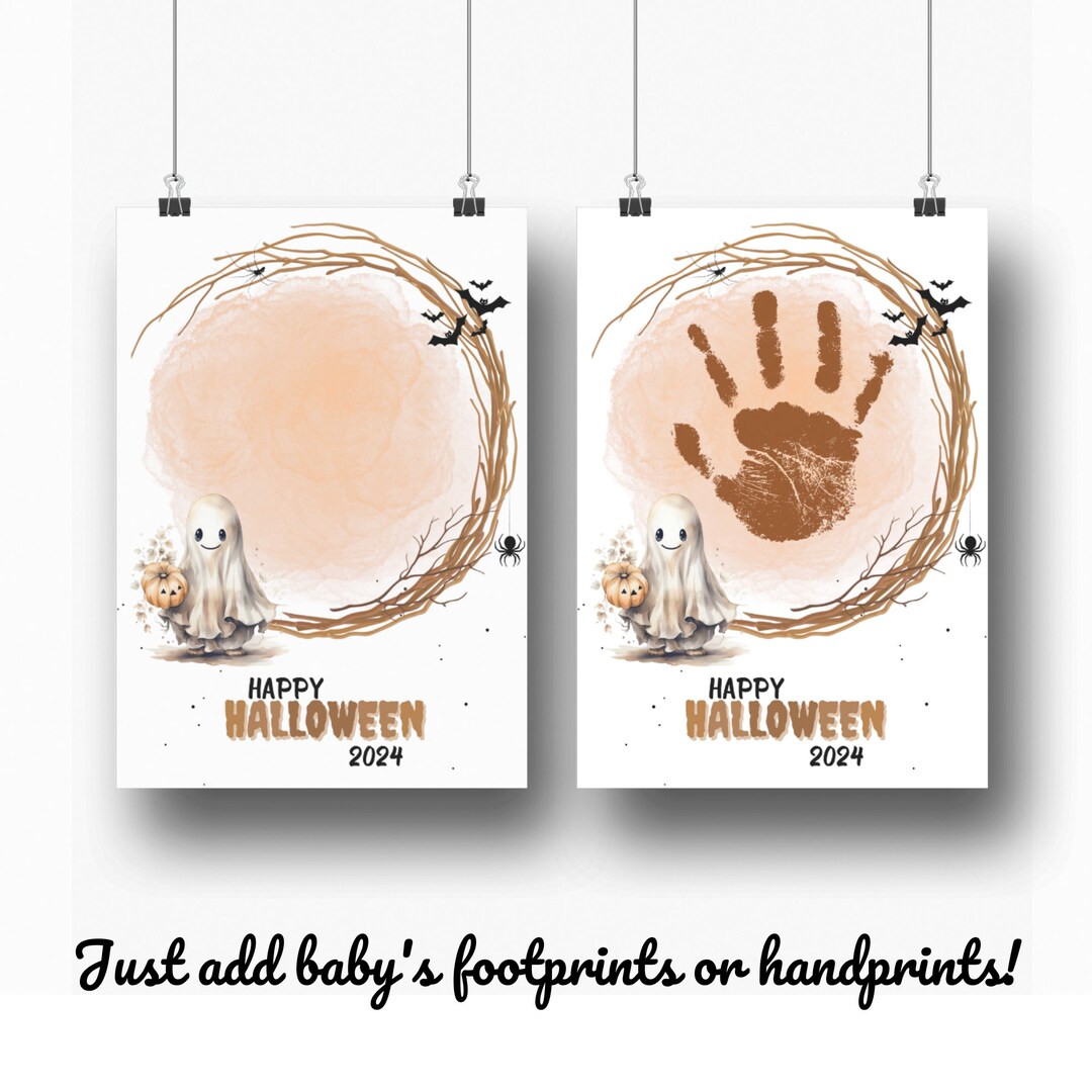 Printable Ghost Halloween Handprint or Footprint Child Diy Poster - Etsy
