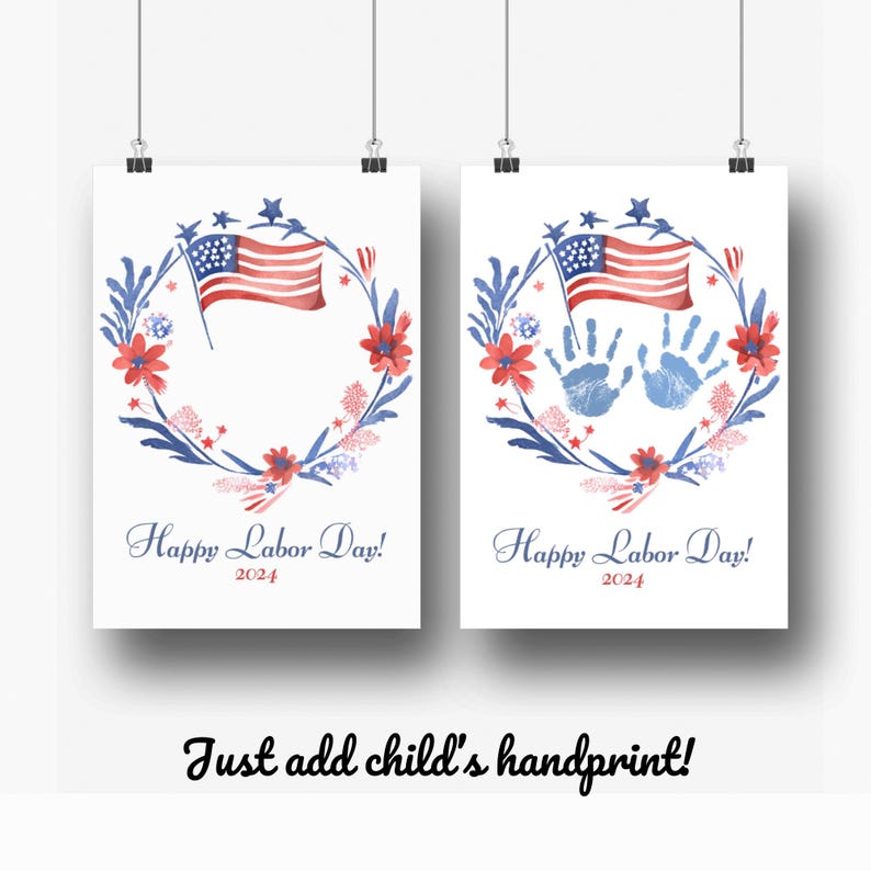 Printable Labor Day Handprint Art Craft, Printable Labor Day Activity ...