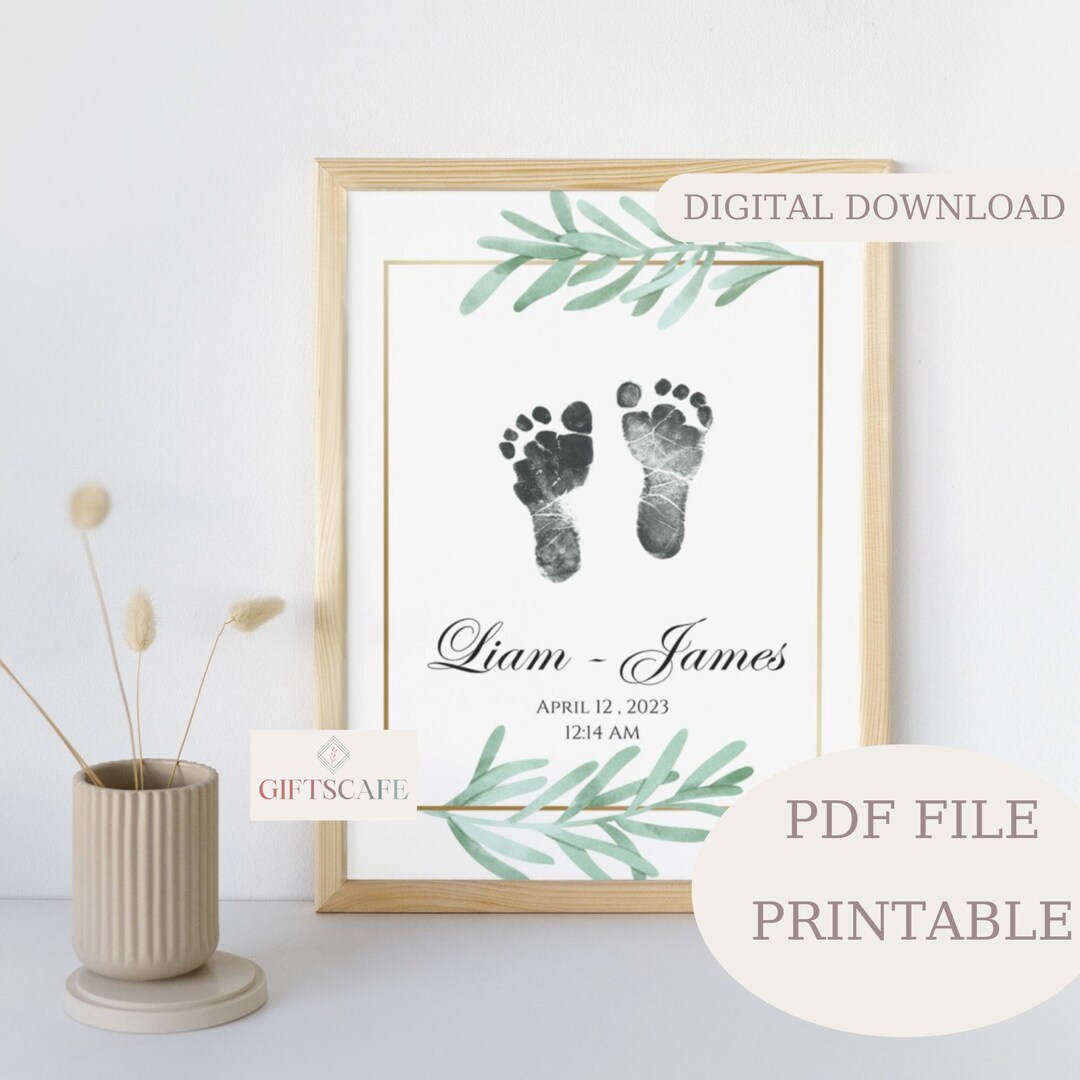Baby Footprint Kit Gold Frame Newborn Footprint Frame Baby Name Reveal ...