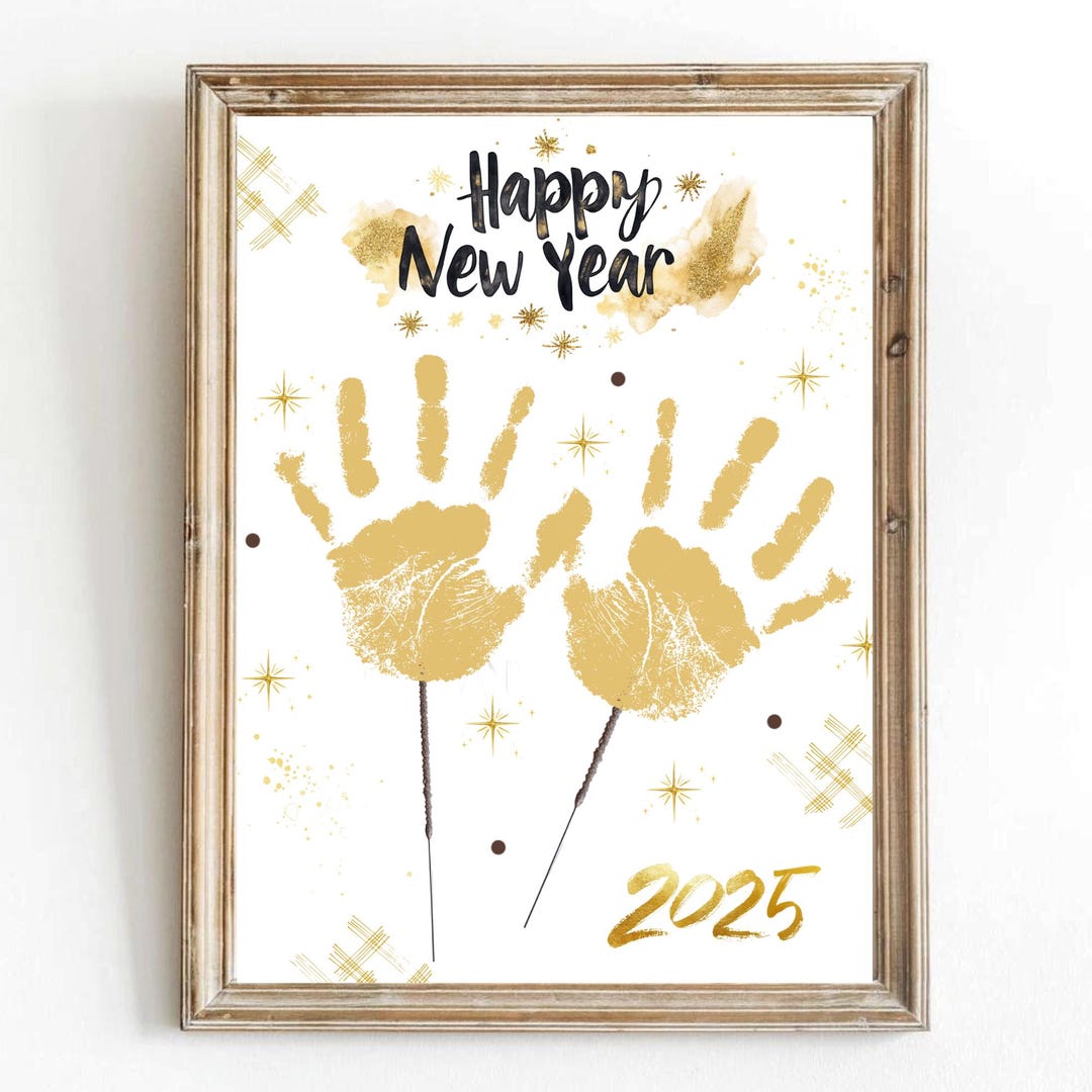 Happy New Year 2025 Handprint Christmas Craft Footprint Holidays Art ...