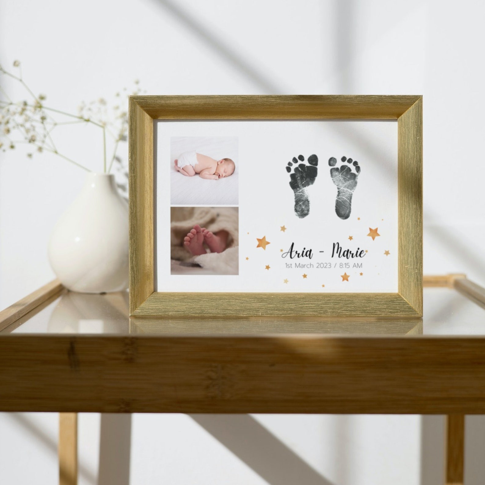 Baby Footprint Kit | Newborn Footprint Frame | Baby Name Reveal | First ...