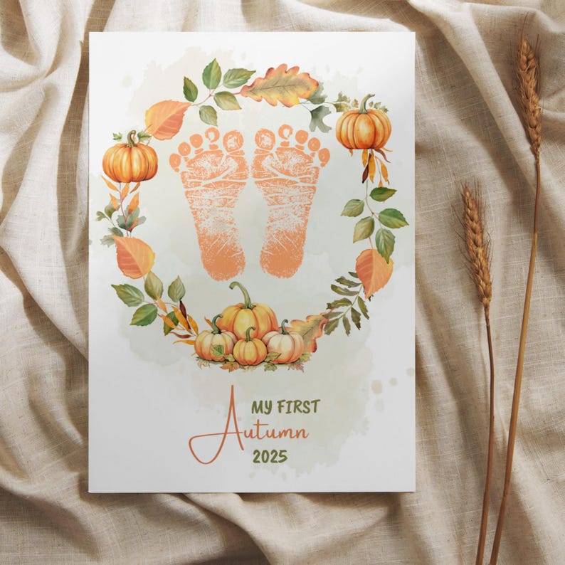 Baby's First Autumn Footprint Art: Thanksgiving Keepsake (digital ...