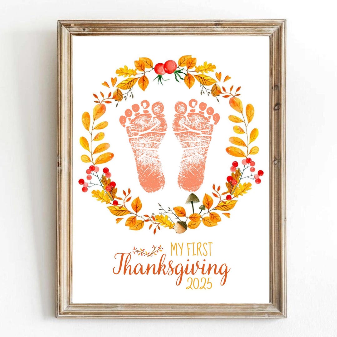 My First Thanksgiving Footprint Art: Baby Keepsake Craft (digital ...
