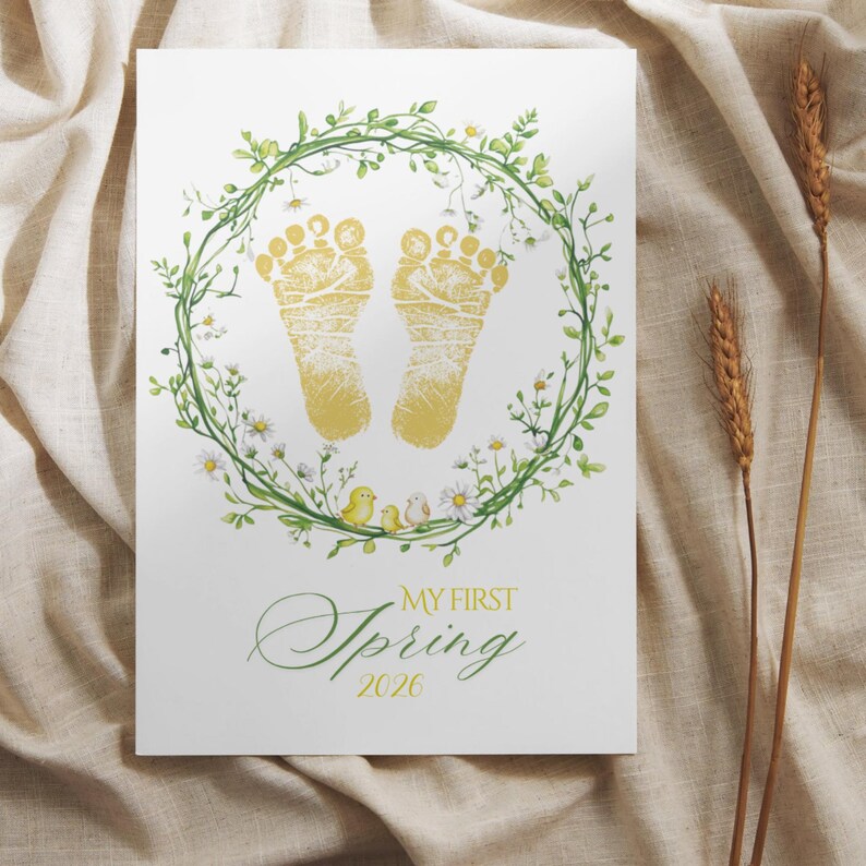My First Spring Footprint Art: Kids Handprint Craft Keepsake (digital ...