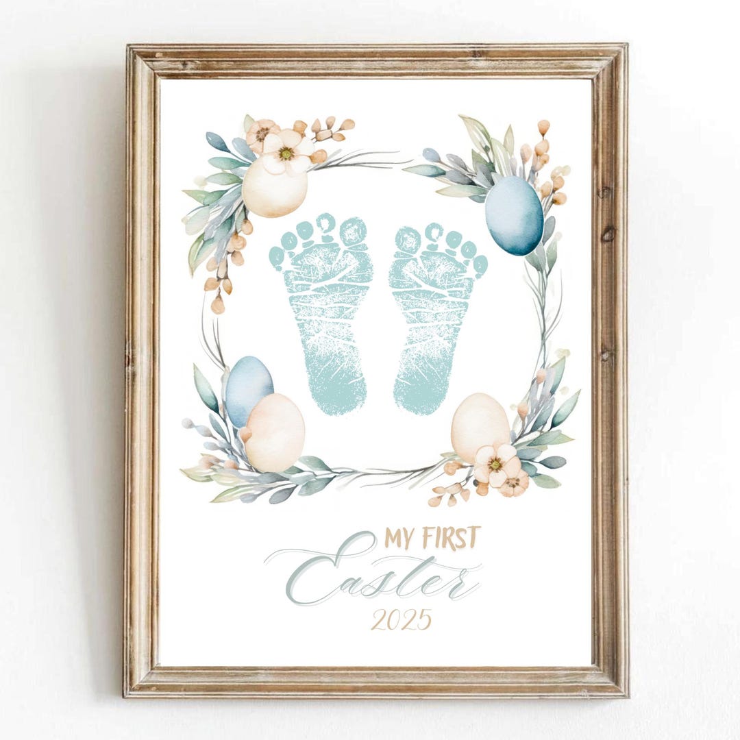 Printable My First Easter Activity Craft DYI Baby Footprint Kit, Baby ...