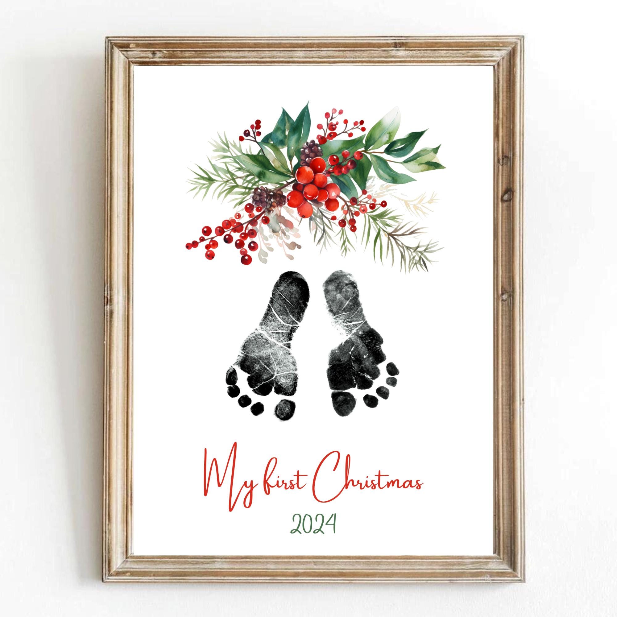 Mistletoes Footprint Art Printable Template Grandparents Christmas Gift ...
