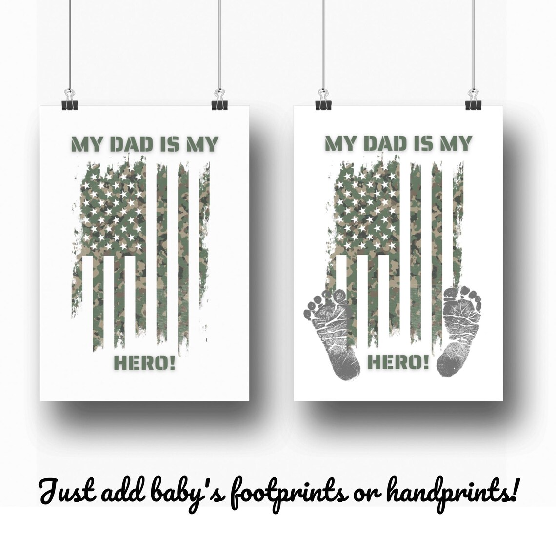Military Footprint Father's Day Craft: My Dad is My Hero (digital ...