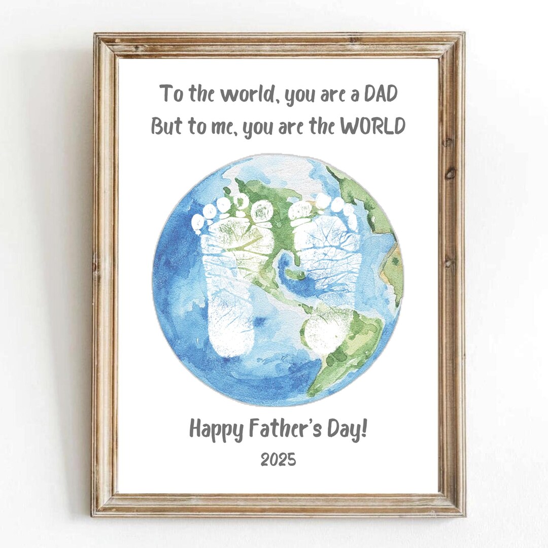 Printable Father's Day Footprint Art Craft, Fathers Day Gift for Dad ...