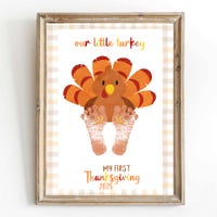 First Thanksgiving Hand Print Footprint Printable Keepsake | Toddler ...