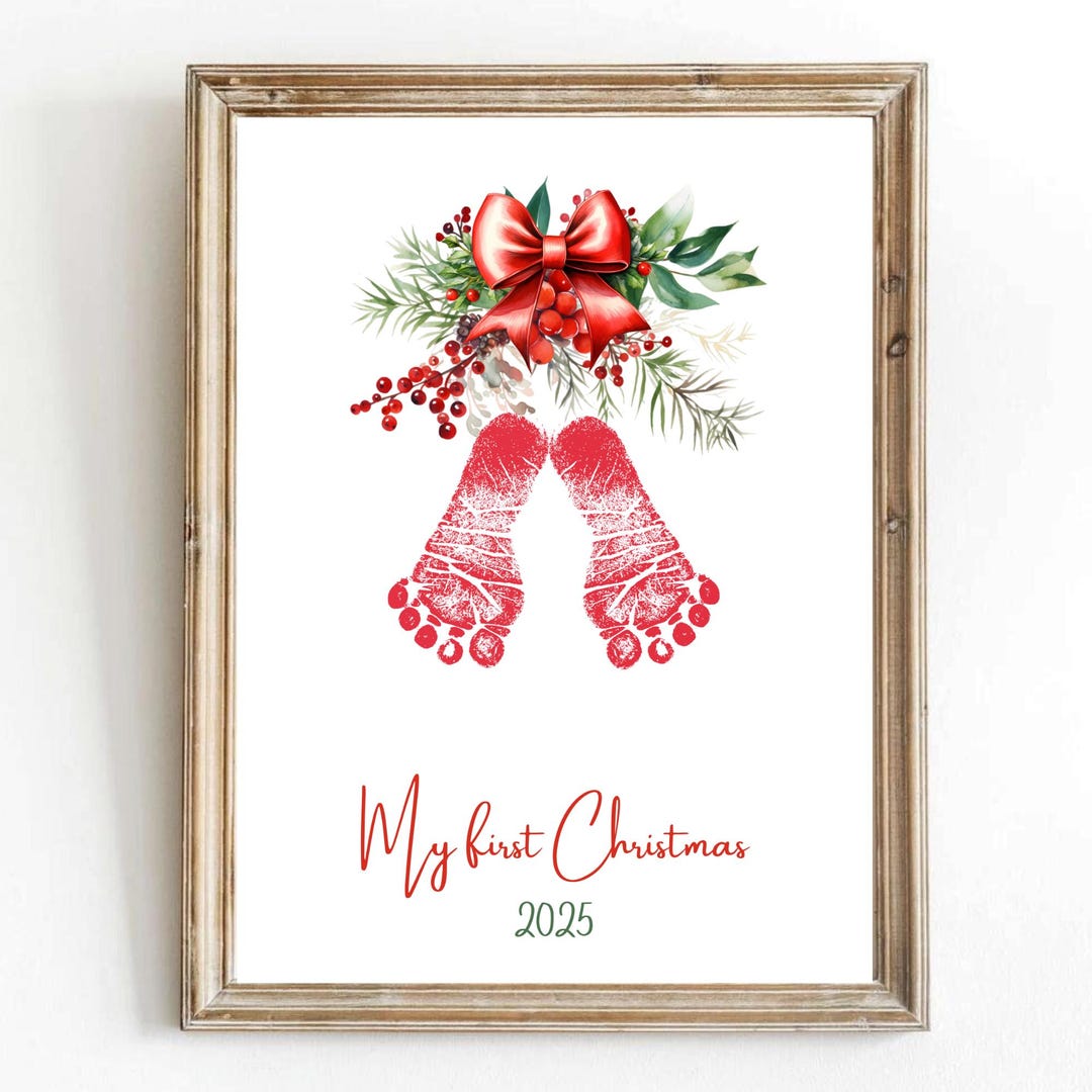 Printable Mistletoes Footprint Baby Art Printable Template Christmas ...