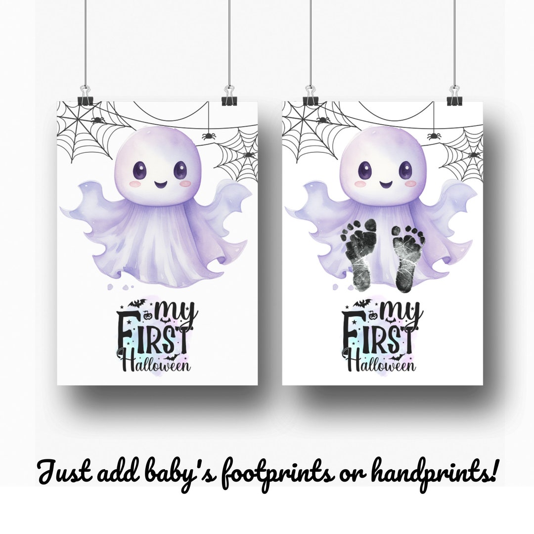 Printable My First Halloween Footprint Poster, Baby's 1st Halloween ...