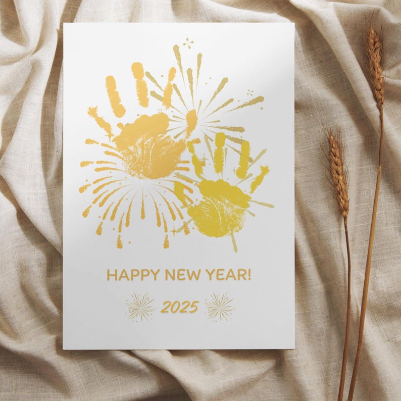 Printable Happy New Year 2025 Handprint or Footprints Christmas Craft ...