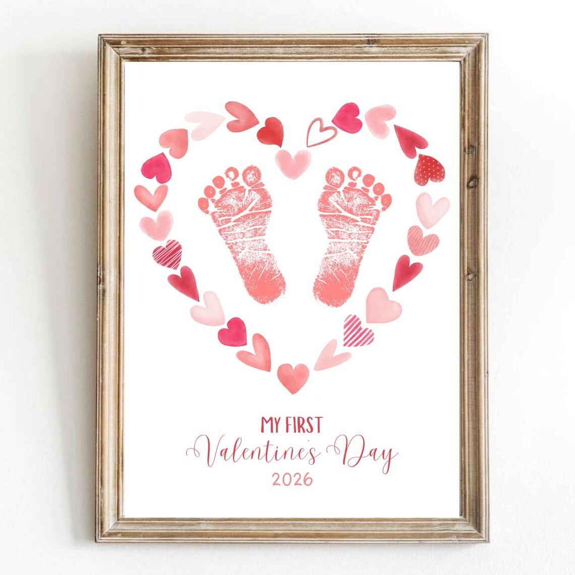 Baby's First Valentine's Footprint Art: Heart Keepsake (digital ...