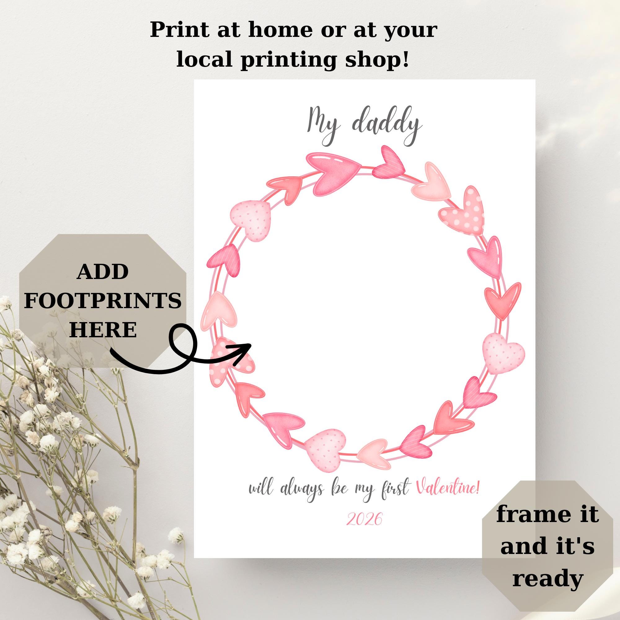 First Valentine's Day Footprint Art: DIY Dad Gift Keepsake (digital ...