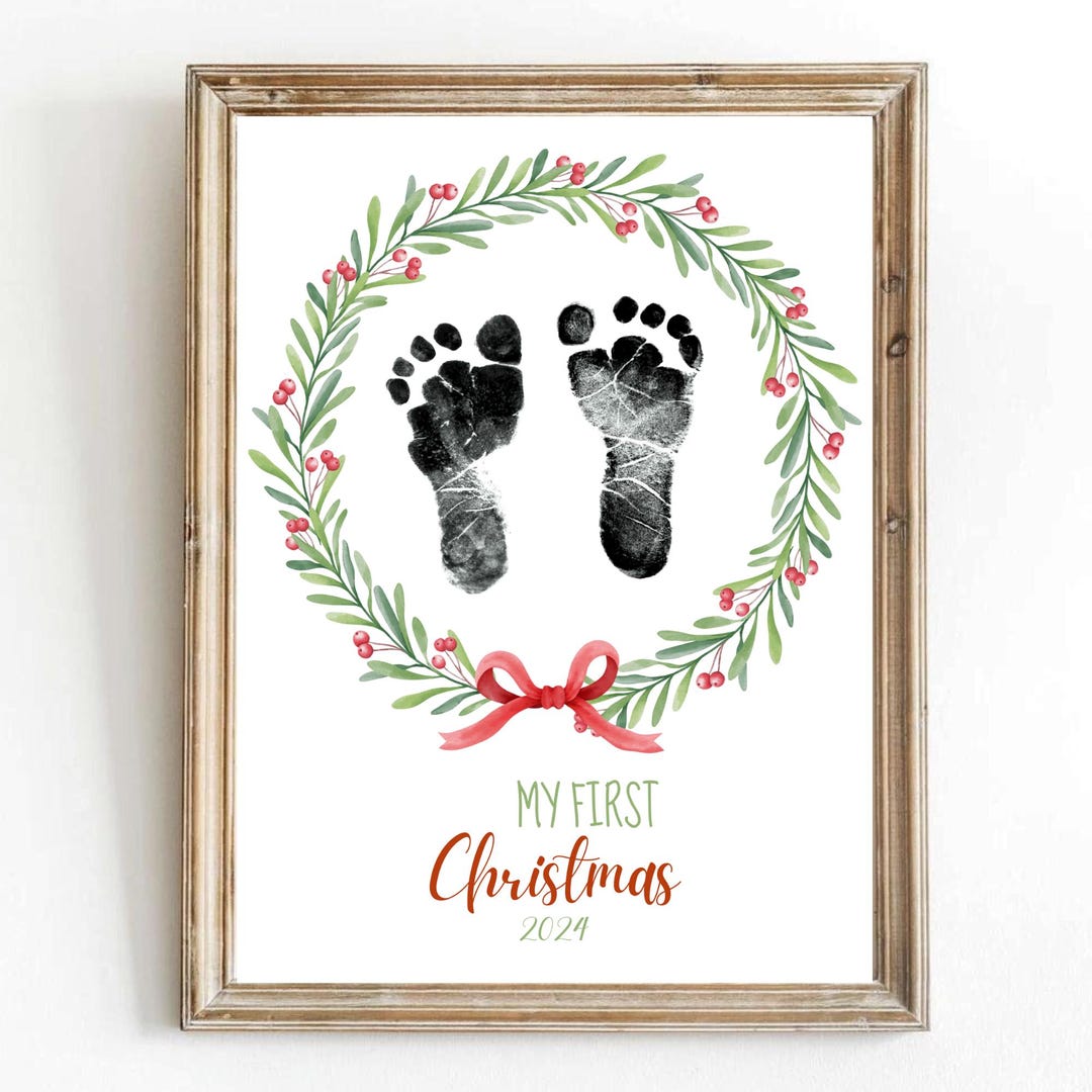 My First Christmas Footprint Art, Baby First Christmas Handprint Craft ...