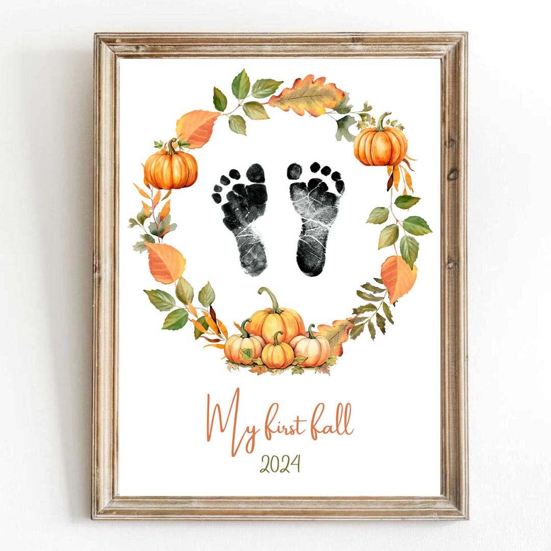 Printable My First Fall Footprint Arts and Craft Keepsake for Newborn ...