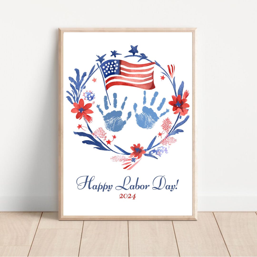 Printable Labor Day Handprint Art Craft, Printable Labor Day Activity ...