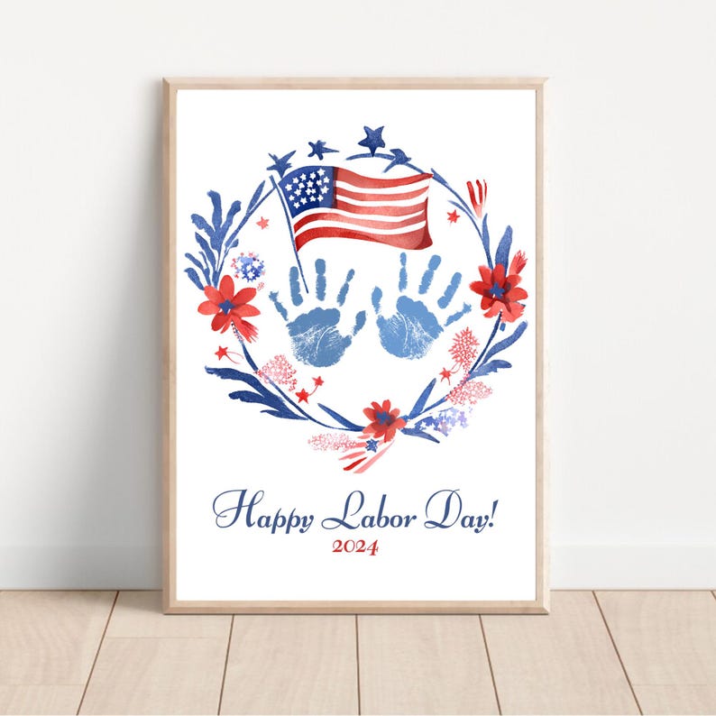 Printable Labor Day Handprint Art Craft, Printable Labor Day Activity ...