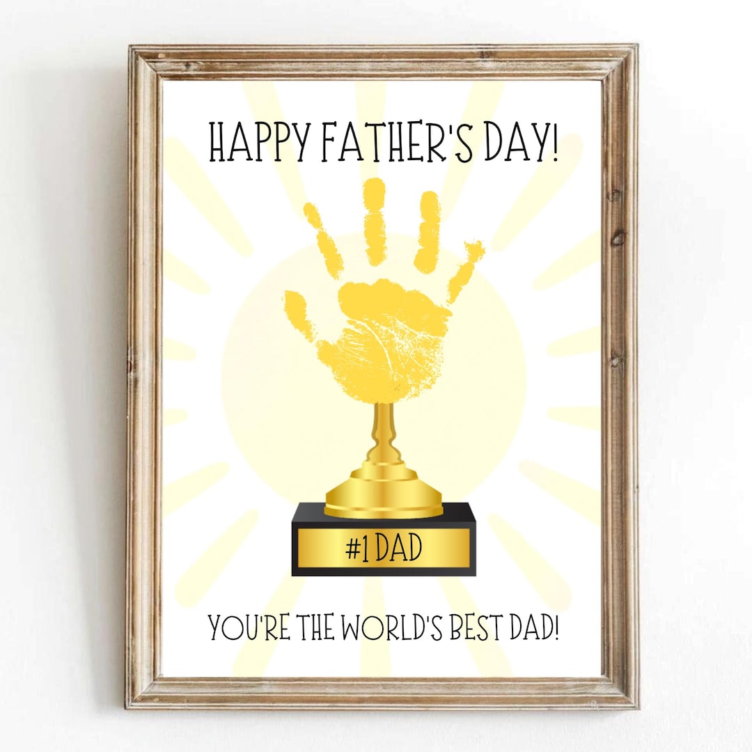 Father's Day Printable Card Gift, World's Best Dad Handprint Template ...