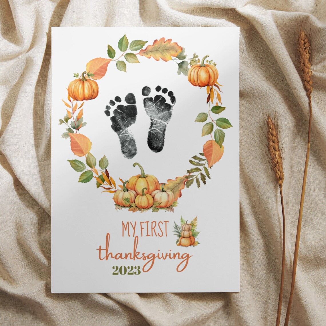 My First Thanksgiving Footprint Art, My First Thanksgiving Handprint ...