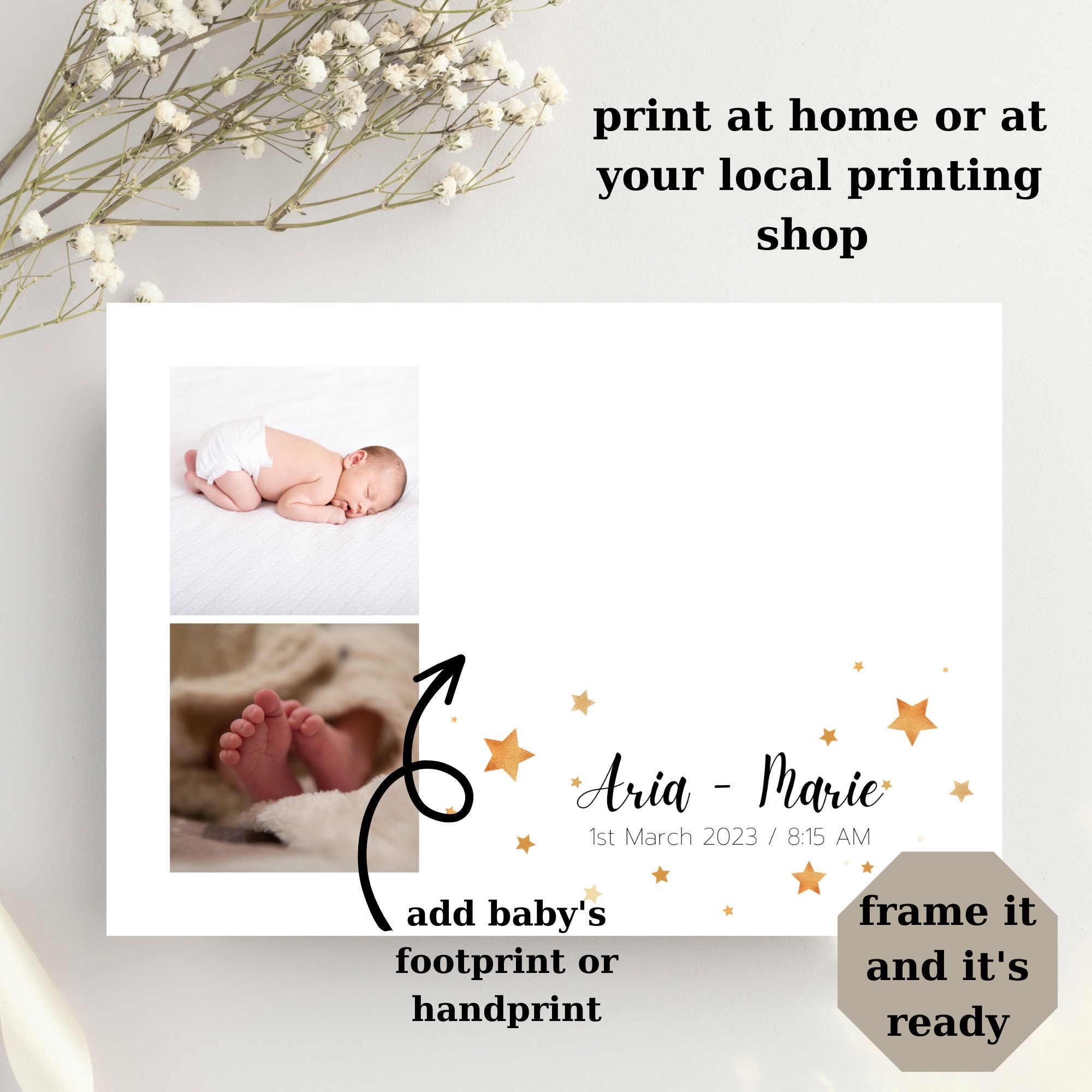 Baby Footprint Kit | Newborn Footprint Frame | Baby Name Reveal | First ...