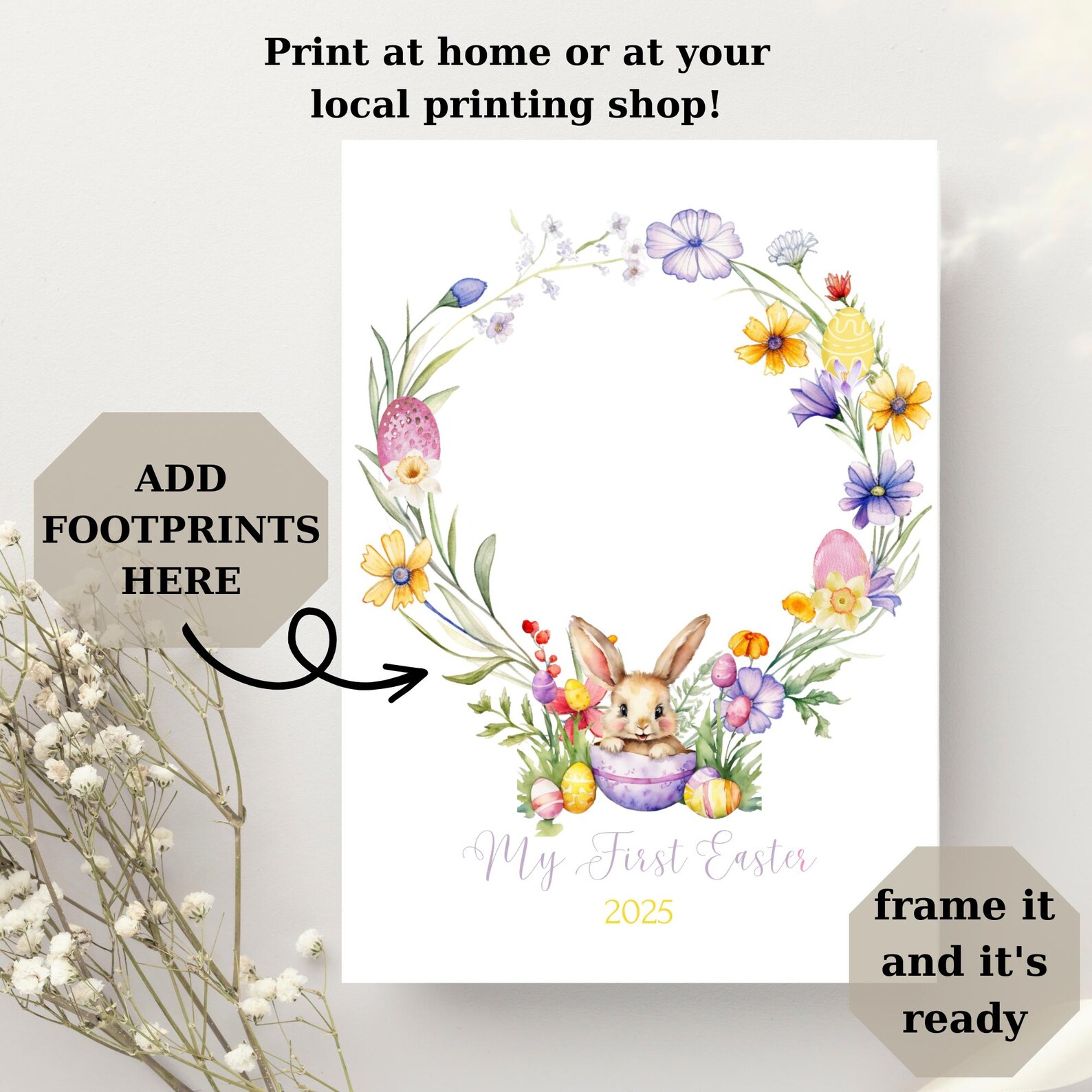 Printable My First Easter Activity Craft DYI Baby Footprint Kit, Easter ...