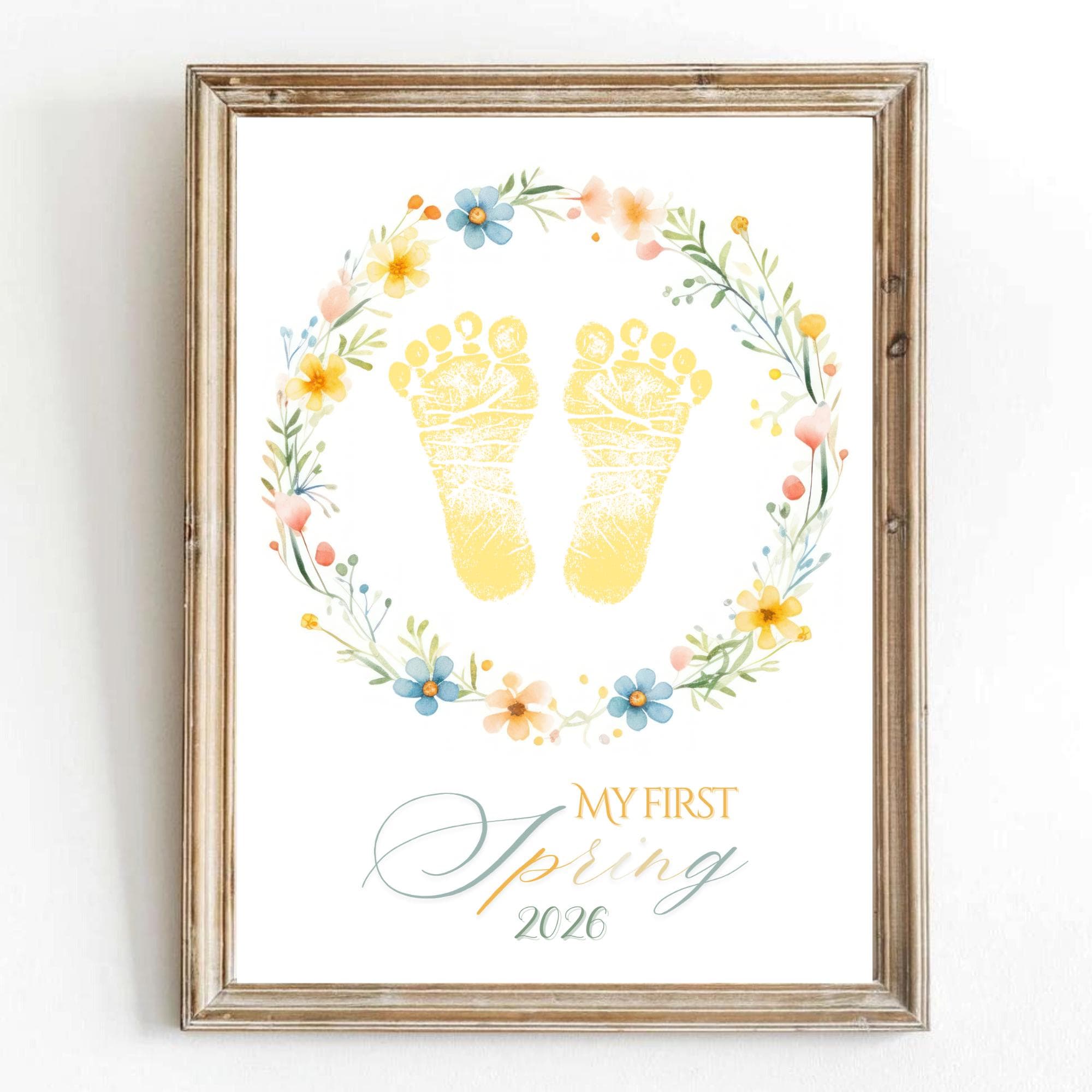 My First Spring Footprint Art: Kids Handprint Craft Keepsake (digital ...