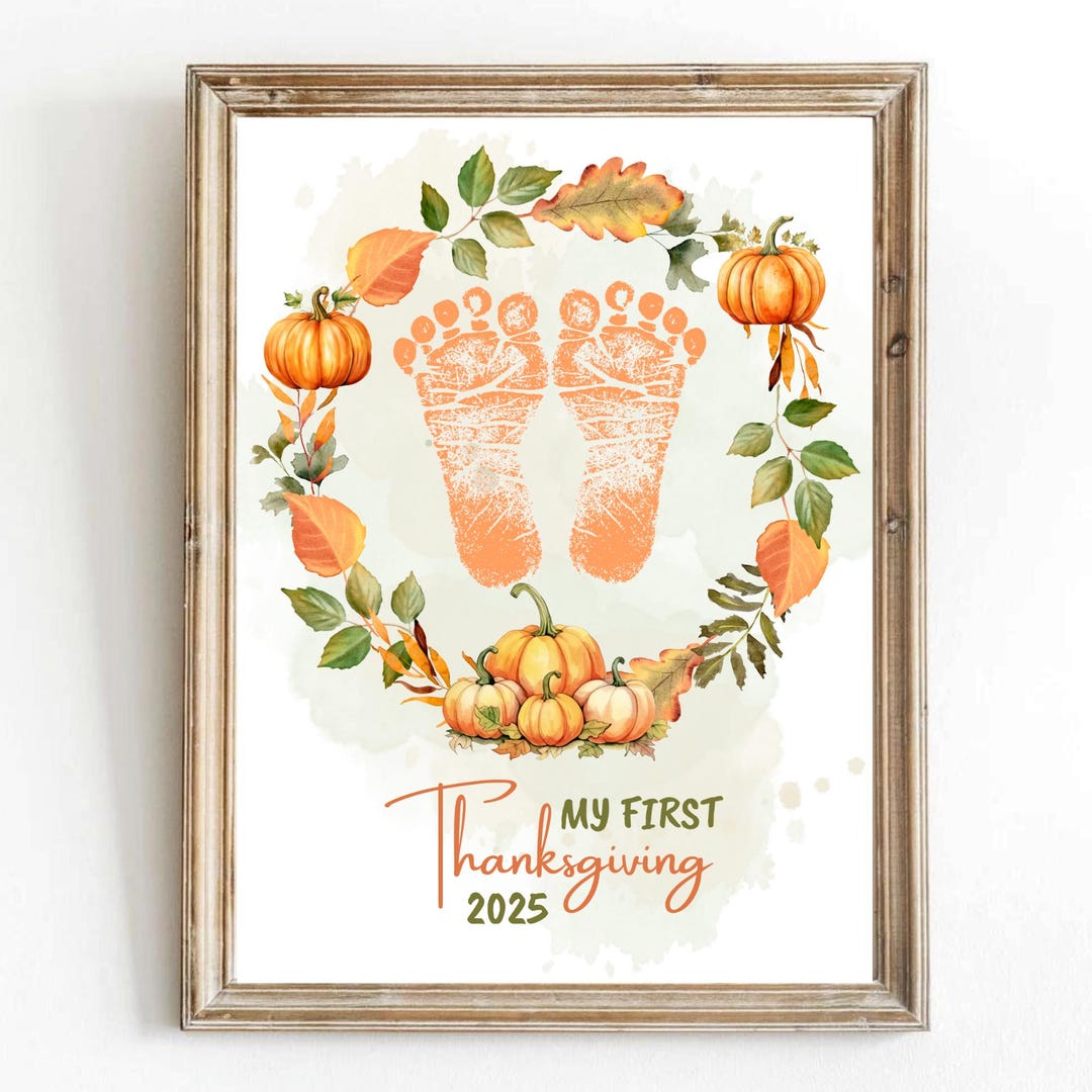 My First Thanksgiving Footprint Art: Baby Keepsake (digital Download ...