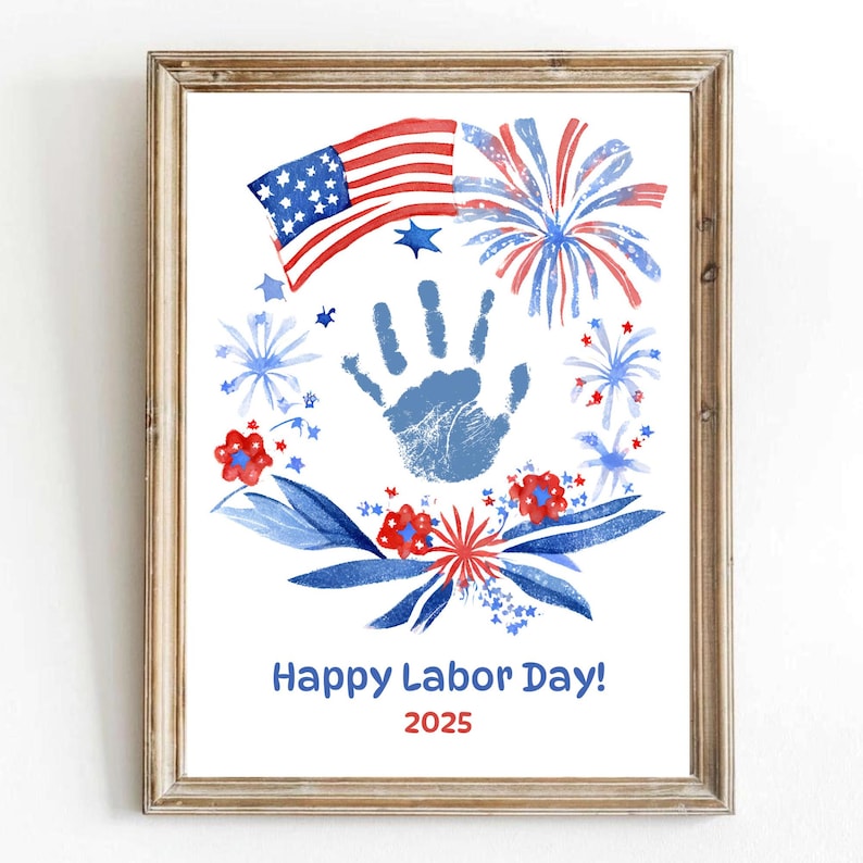 Printable Labor Day Handprint Art Craft, Printable Labor Day Activity ...