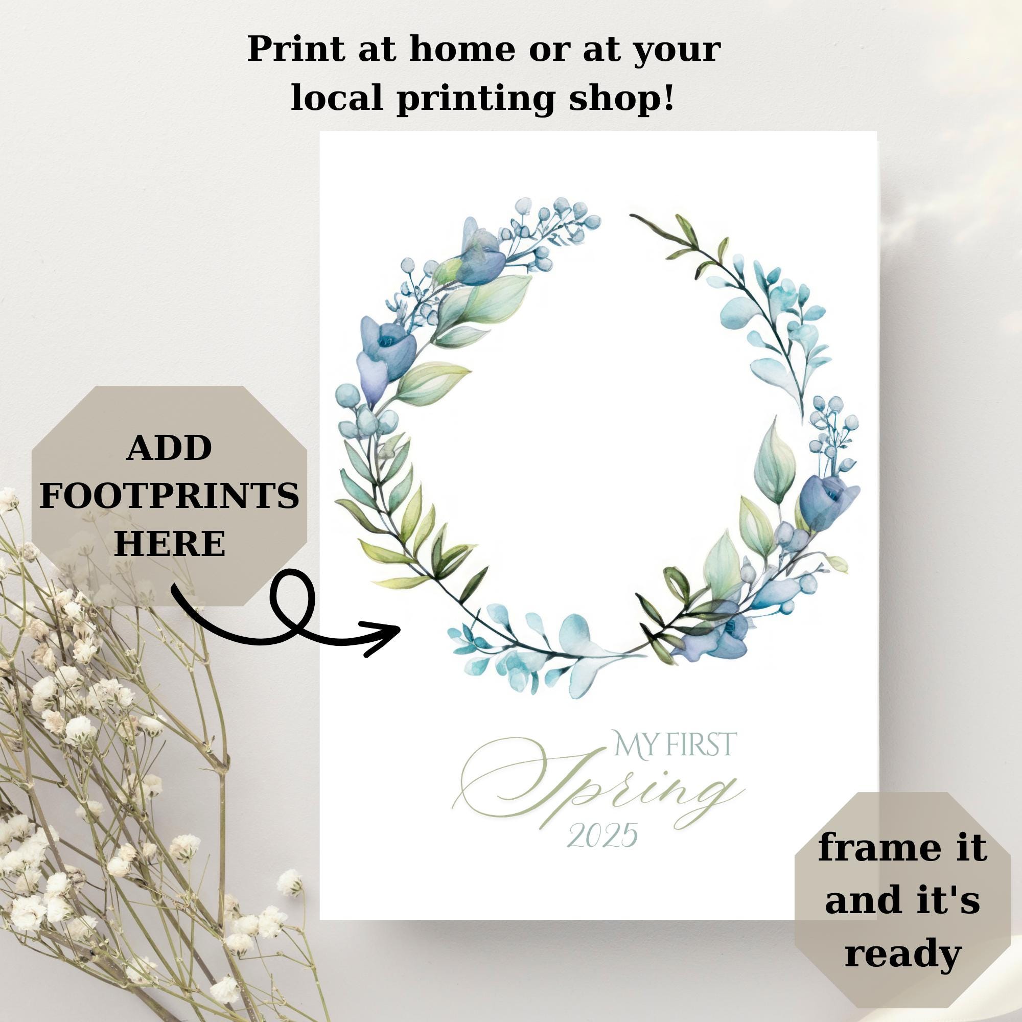 Printable Spring Footprint, Spring Handprint Craft, Kids Craft Activity ...