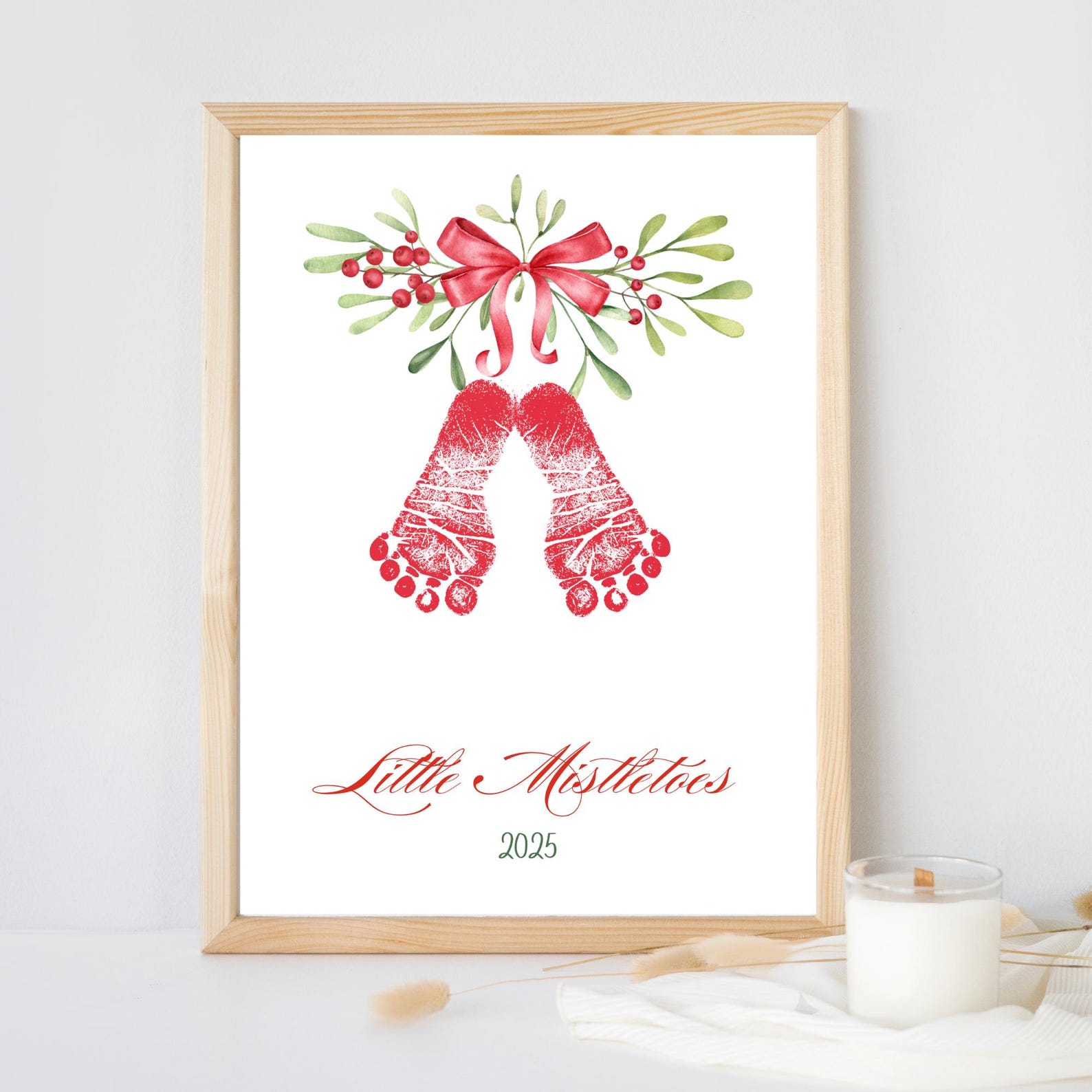 Mistletoe Footprint Art: Baby's First Christmas Keepsake (digital ...
