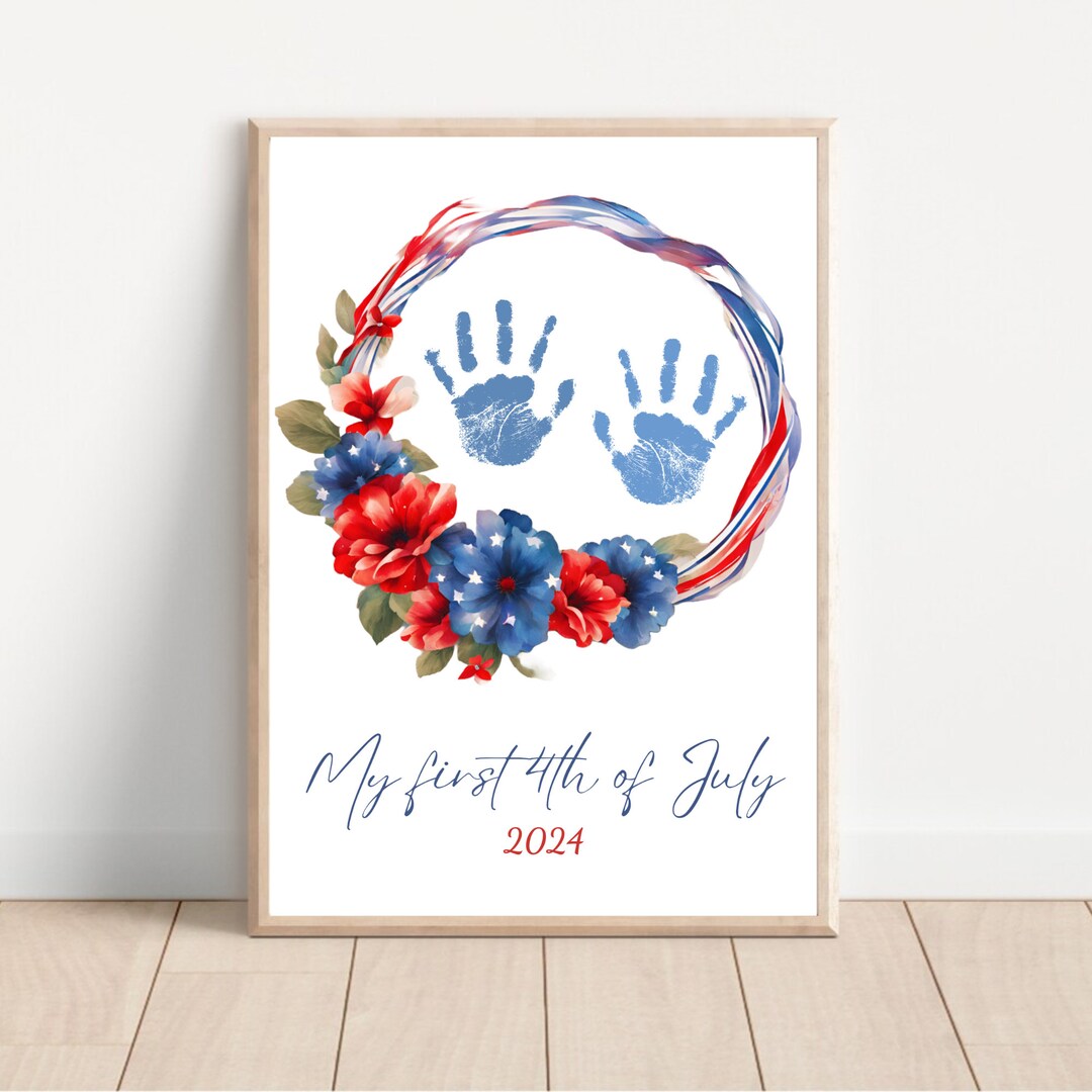 My First 4th of July Handprint Printable for Baby, 4th of July Crafts ...