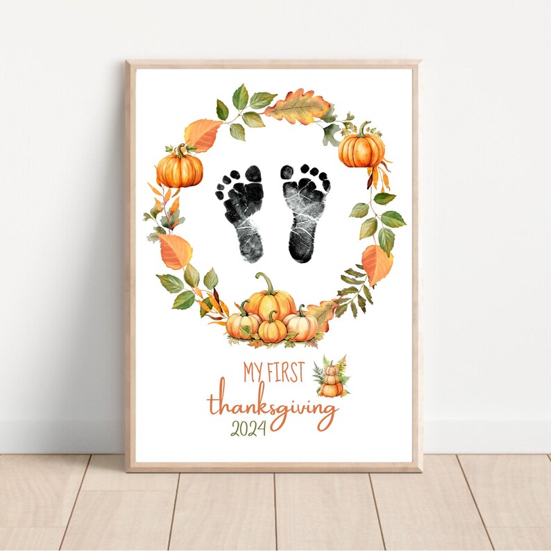 My First Thanksgiving Footprint Art, My First Thanksgiving Handprint ...