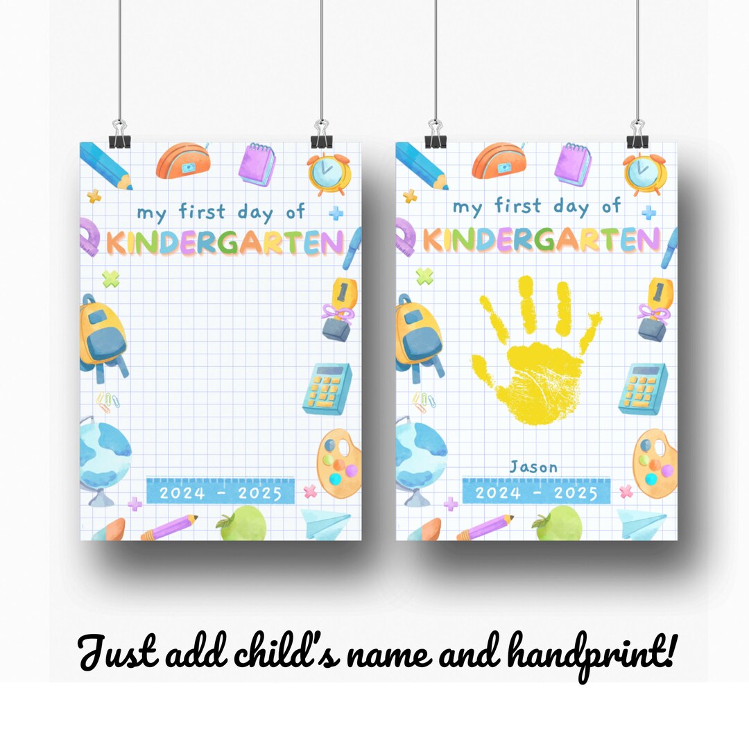 Printable First Day of School Handprint, Back to School, Memorable ...