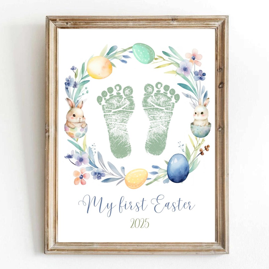 Printable My First Easter Activity Craft DYI Baby Footprint Kit, Baby ...