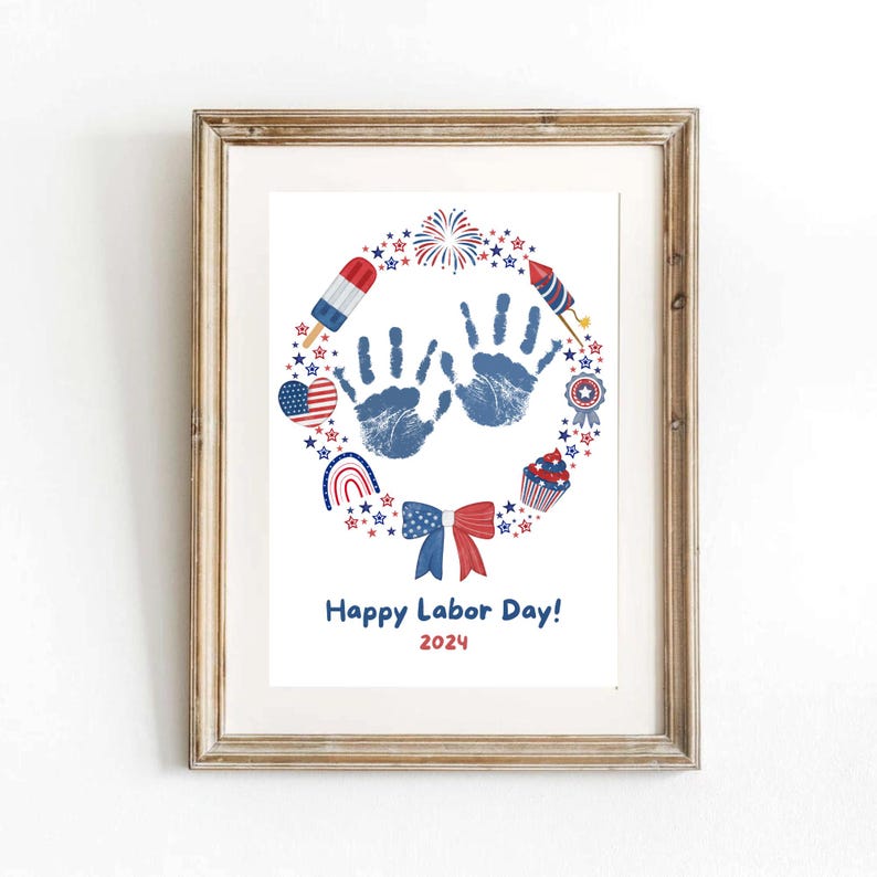 Printable Labor Day Handprint, Labor Day 2024, Handprint Art, Patriotic ...