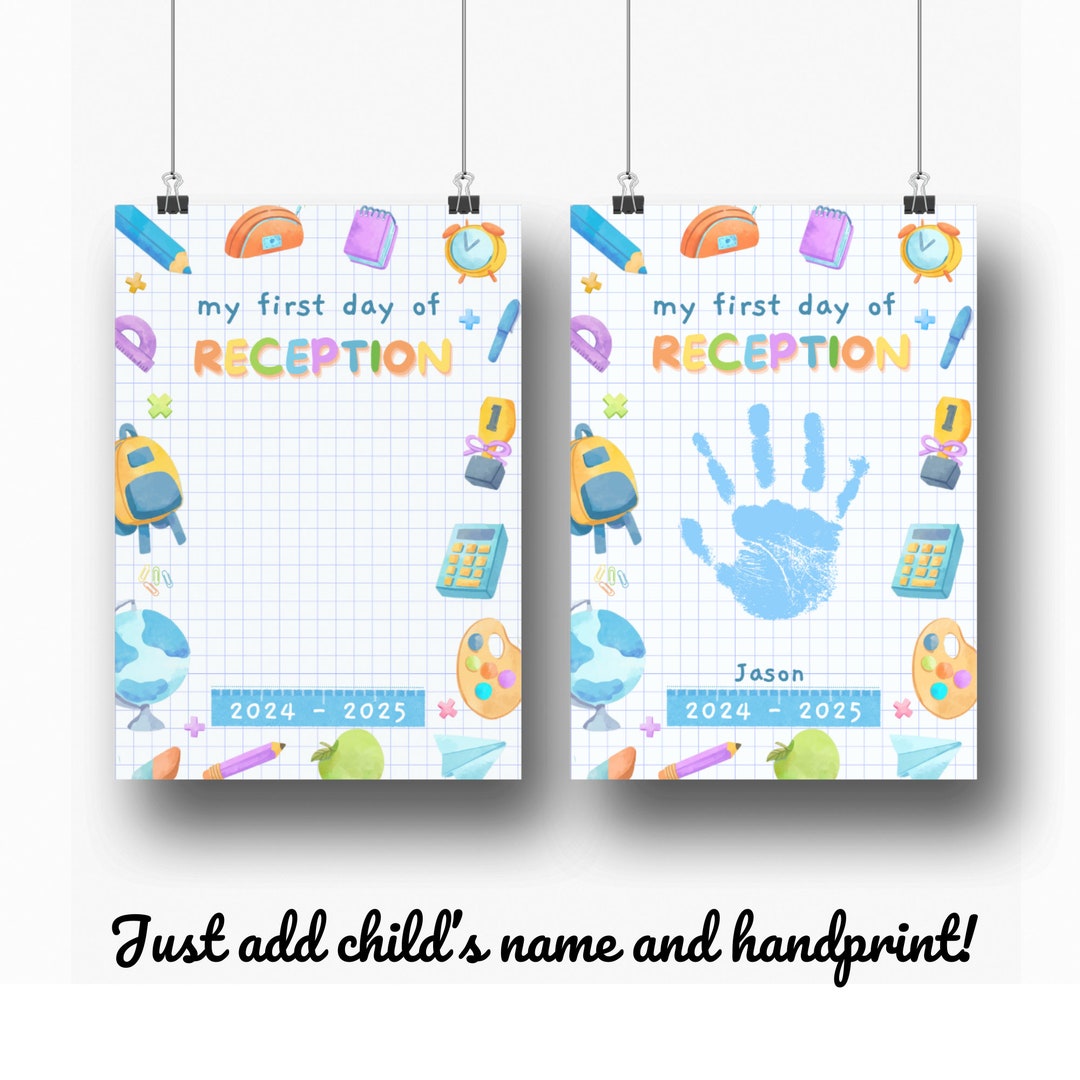 Printable First Day of School Handprint, Back to School, Memorable ...