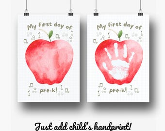 First Day of Pre-k Handprint Craft, First Day School Sign, Printable ...