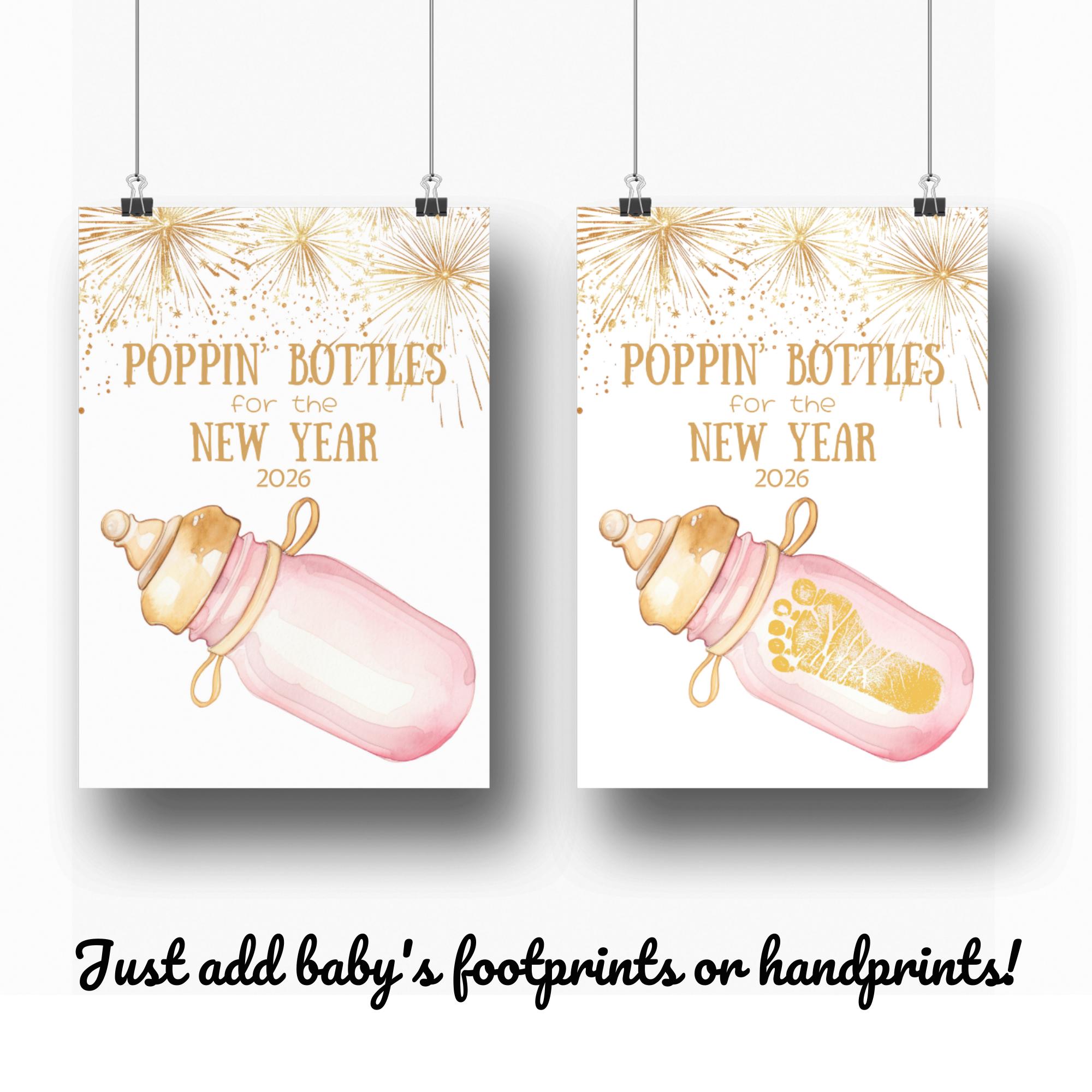Printable Poppin the Bottle Happy New Year 2025 Art, New Years Day ...