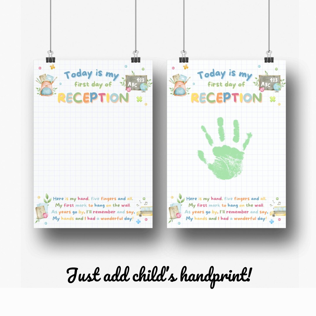 Printable First Day of School Handprint, Back to School, Memorable ...
