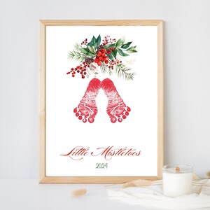 Printable Mistletoes Footprint Art, Christmas Gift Footprints, Baby's ...