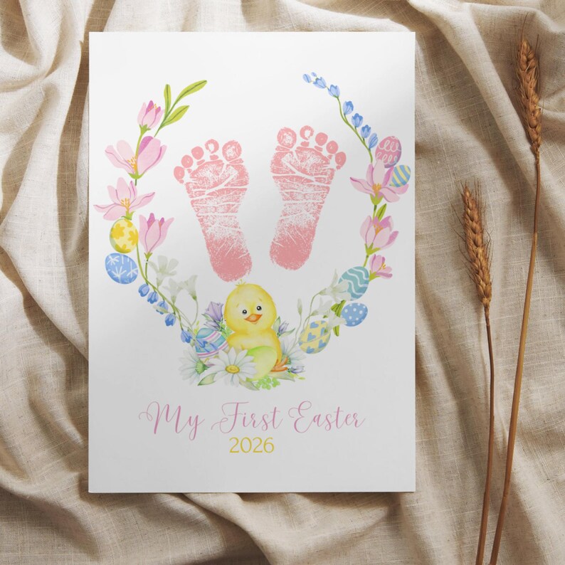 My First Easter Baby Handprint Footprint Printable Keepsake Art Craft ...
