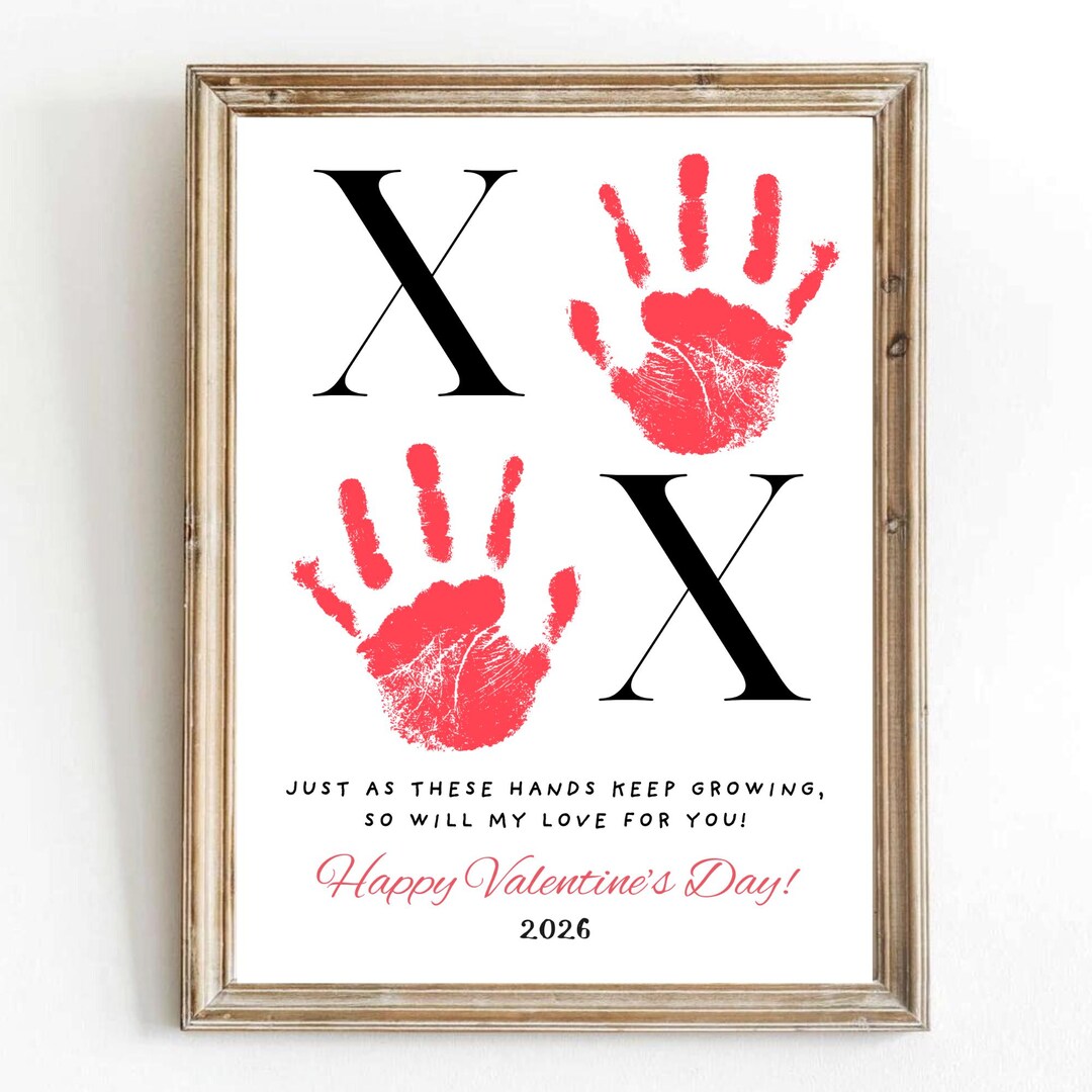 Handprint Heart Valentine's Day Craft: XOXO Baby Keepsake Art (digital ...