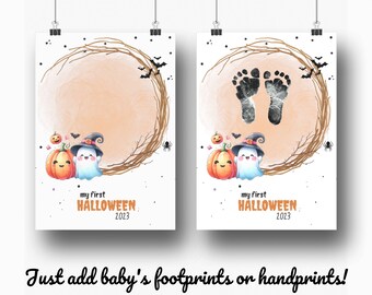 Halloween Handprint Art Craft Printable Footprint Kids Gift - Etsy