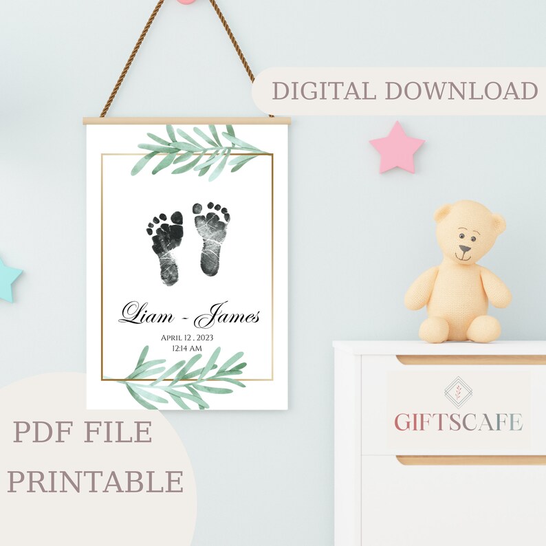 Baby Footprint Kit Gold Frame Newborn Footprint Frame Baby Name Reveal ...