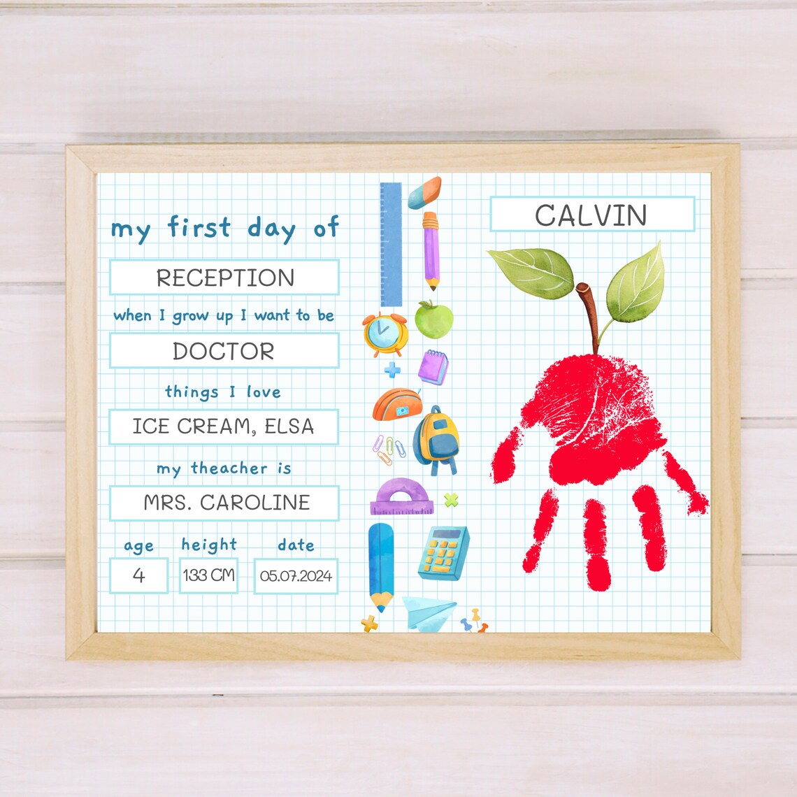 Printable My 1st First Day School Sign, Handprint DIY Art Craft ...